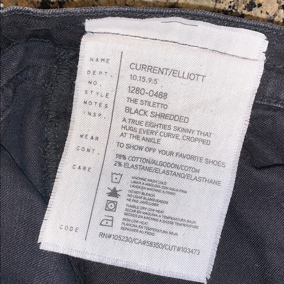 Current/Elliott | Jeans | Current Elliott The Stiletto Black Shredded ...